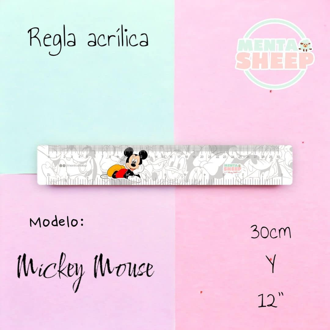 Taller Oveja Negra : Regla Menta Sheep 30 cms. Mickie Mouse blanco