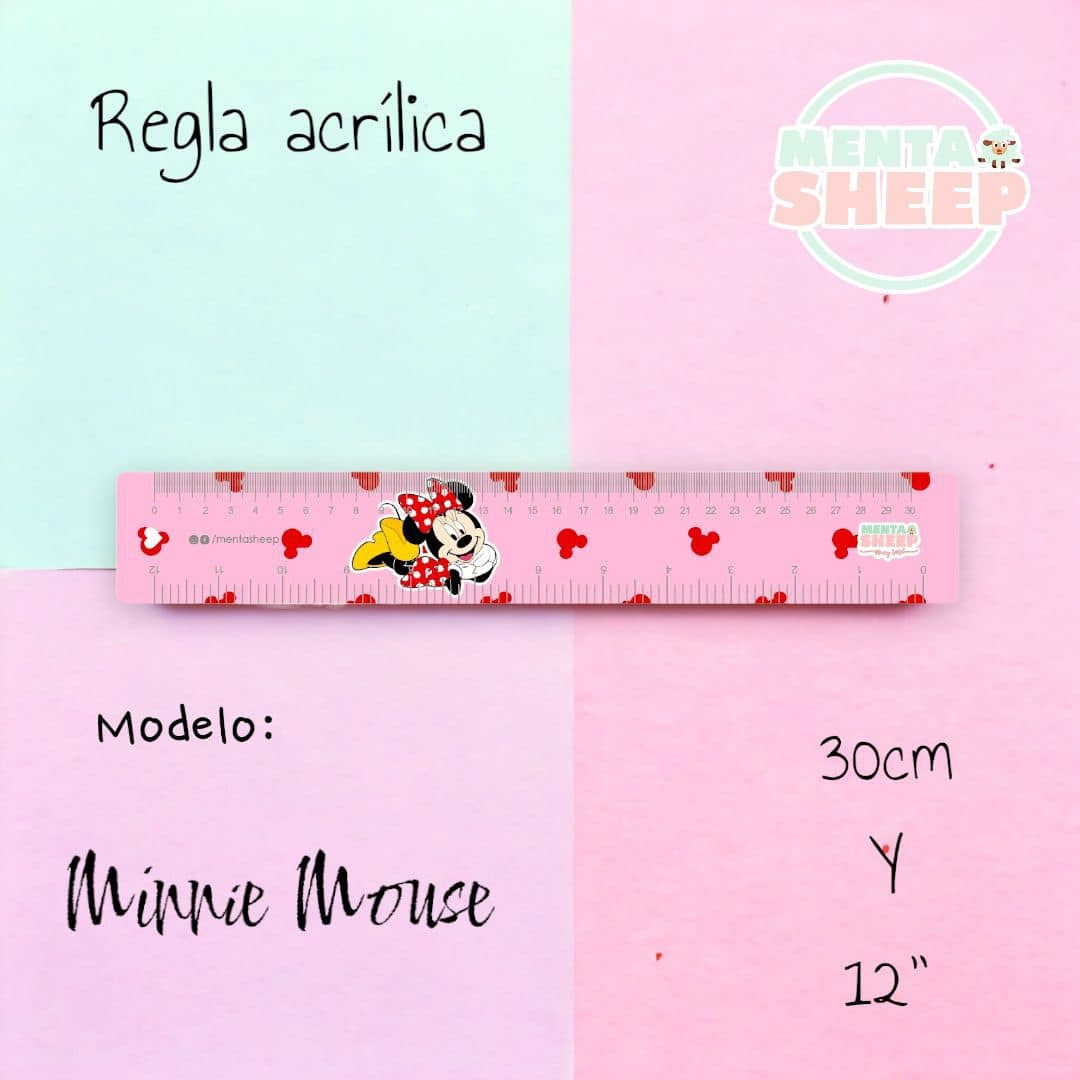 Taller Oveja Negra : Regla Menta Sheep 30 cms. Minnie Mouse fucsia