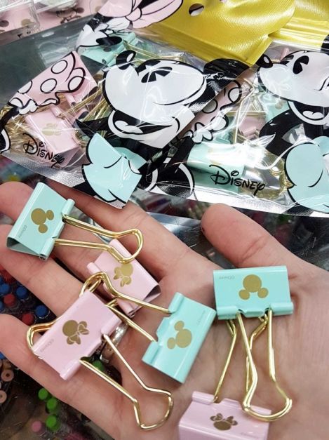 Taller Oveja Negra : (C03770) Binders Clips Mickey Mouse Verde y Rosa