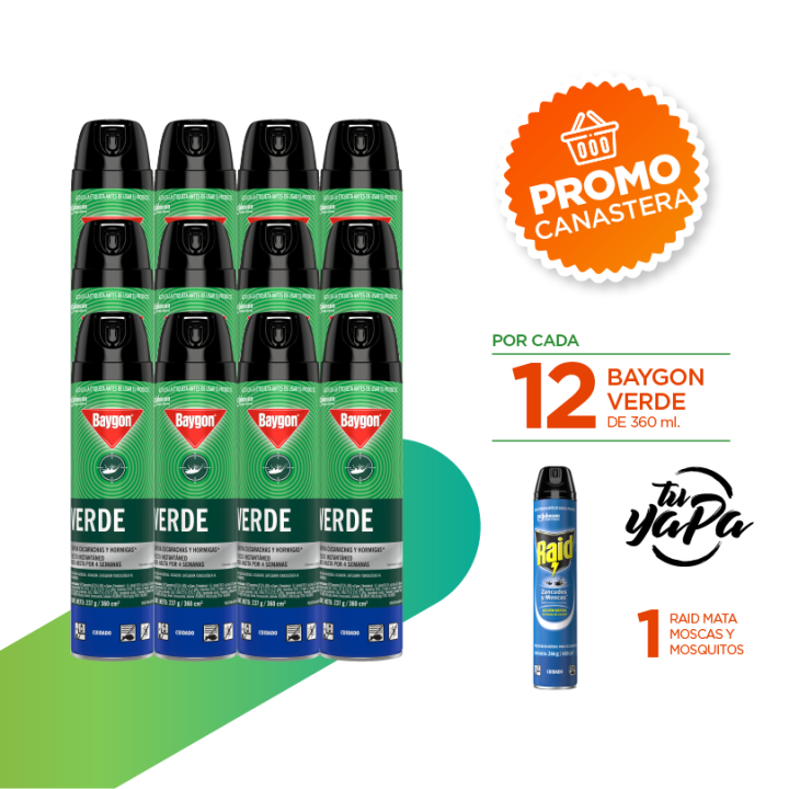 lacanasta.pe : Baygón Verde 360ml. (12 unidades) - GRATIS: 01 Raid Mata ...