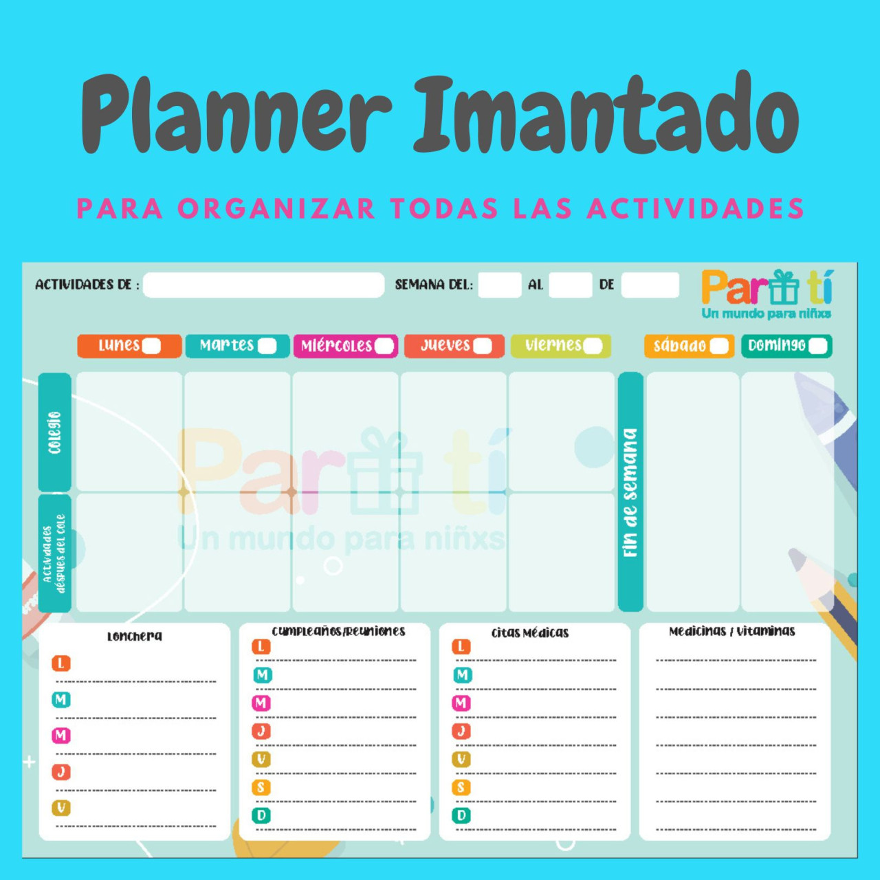 parati niños : Planner - Organiza todas tus Actividades + Plumones