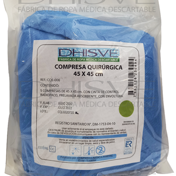 Tienda en línea - Productos Dhisve : COMPRESA QUIRÚRGICA PAQ 5 UNIDADES